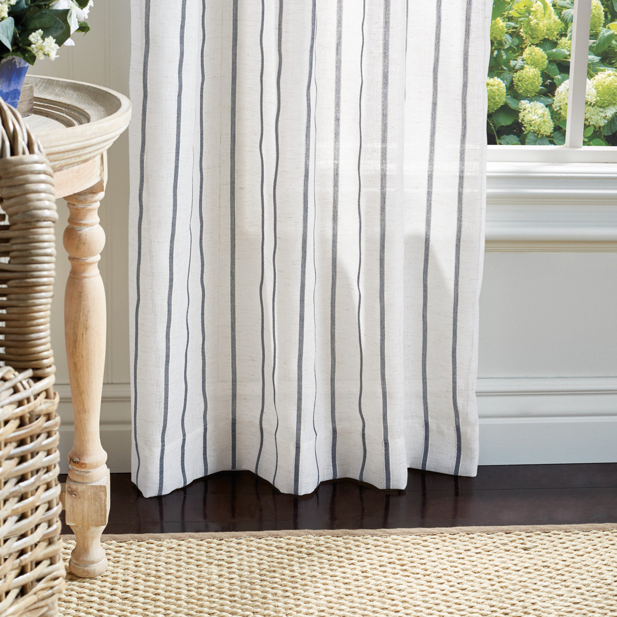 Martha Stewart Laguna Striped Semi-Sheer Tab Top Curtain Panel Pair (Set of 2) & Reviews | Wayfair